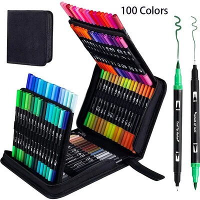 Watercolor Art Markers Brush Pen Dual Tip Fineliner Drawing