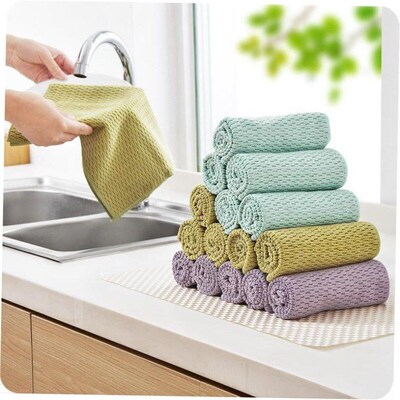 3pcs/set wash towel dish wipe kitchen cleaning cloth cotton