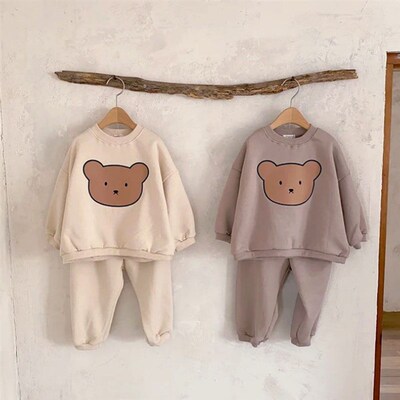 Autumn Baby Girl Clothes Set Infant Kids Cartoon Bear Print