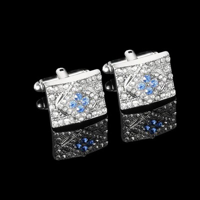 Novelty Luxury Rectangle Rhombus Full Crystal Cufflinks&Tie