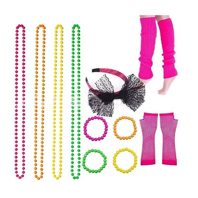 s Neon Party Supply Fancy Dress  Outfit  Set Headband