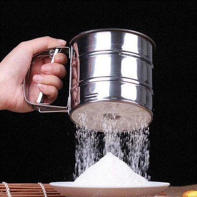 Newest Stainless Steel Mesh Flour Sifter Mechanical Baking I