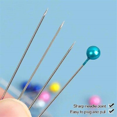 100Pcs Color Round Head Sewing Pins 38mm Glass Ball Heading