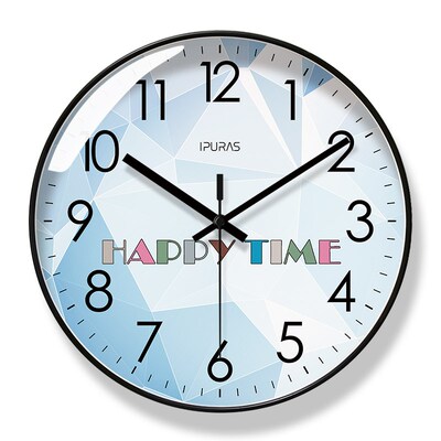 易普拉8190清新挂钟客厅钟表挂墙简约色块北欧时钟静音扫秒石英钟