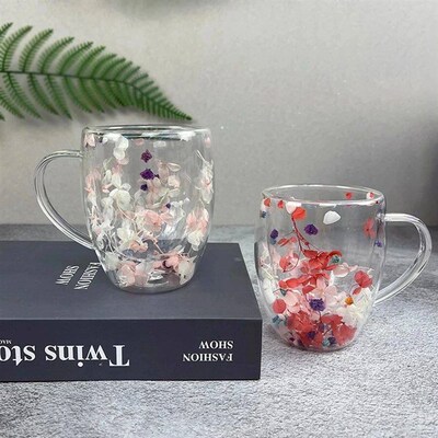 350ml Double Wall Coffee Mug With Handles Clear Milk Cups Gi