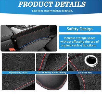 Suede Car Seat Side Storage Pocket For Car Seat  Filler Orga