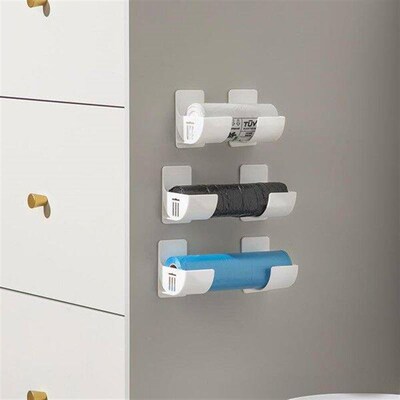4pcs Kitchen Bath Wall Mount Plastic Poly Trash Waste Bag