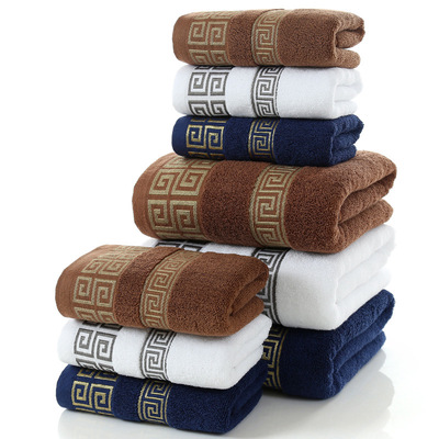 Cotton Bath Towel Set Hand Face Towels Gift 纯棉浴巾面巾三件