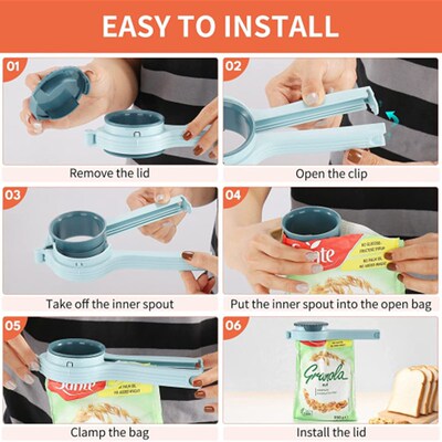 Bag Clips For Food with Pour Spout Food Storage Sealing Bag