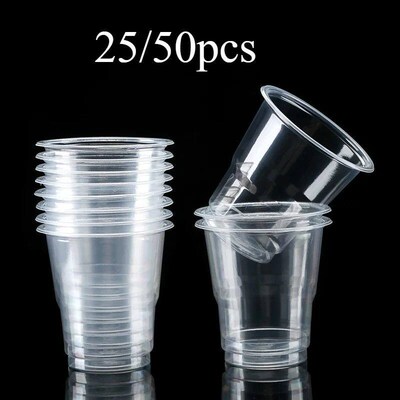 25/50pcs New Disposable Transparent Plastic Cup Outdoor Picn