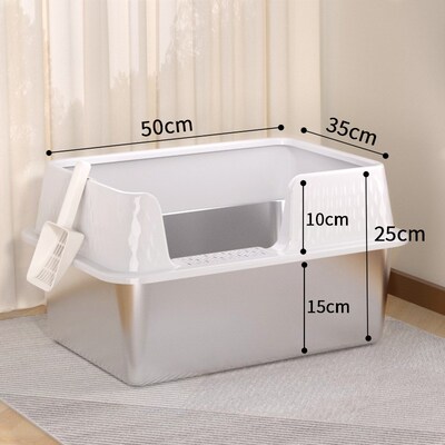 Stainless Steel Cat Litter Box with Lid, Extra Large Litter