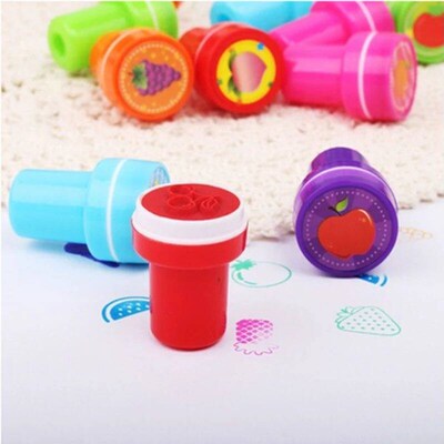 12pcs/Box Children Toy Rubber Stamps Cartoon Fruits Kid Seal