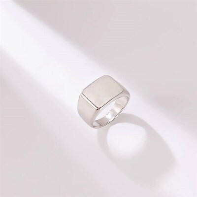 Minimalist Simple Signet Ring Square Finger Ring Hip Hop Mal