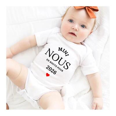 Mini Nous En Poute Pour 2026 Printed Baby Romper Pregnancy A
