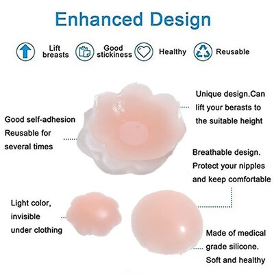 5/6 Pairs Breast Lift Up Tape Sexy Floral Nipple Cover Silic