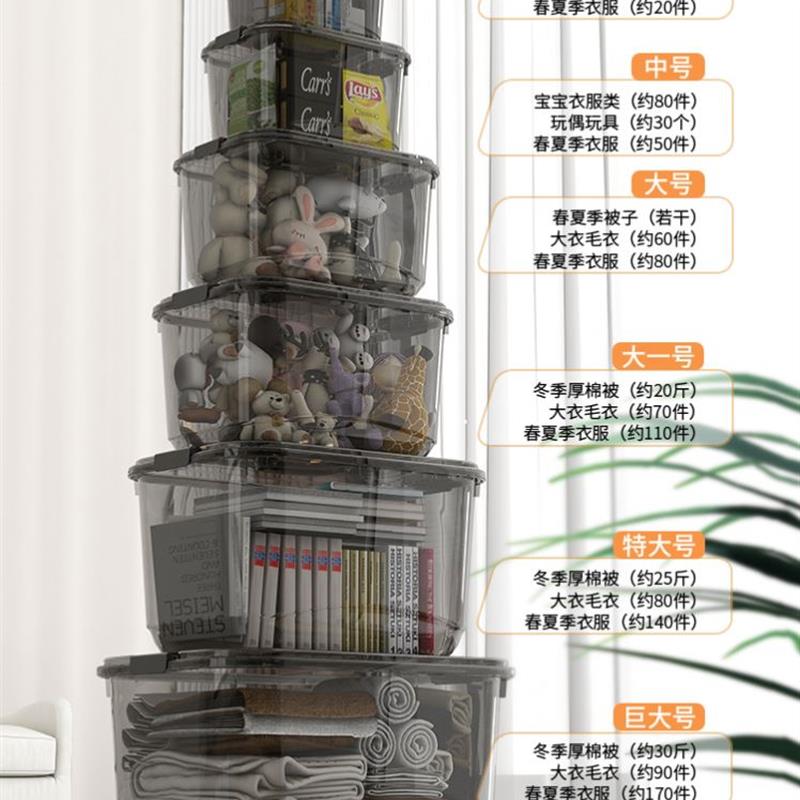 Large Transparent plastic storage box front open Toy clothes
