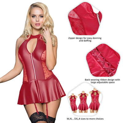 Comeondear Sexy Nachtkleding Plus Size Halter Faux Leather G