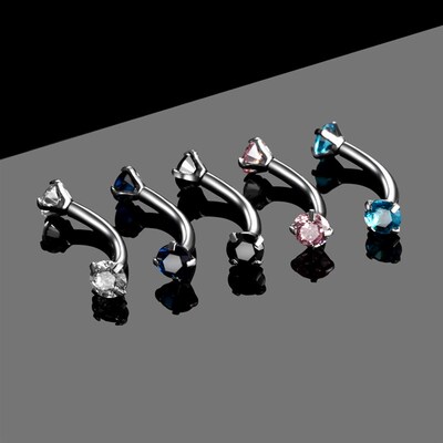 1PC Steel Crystal Gem Eyebrow Ring Tragus Helix Rook Earring
