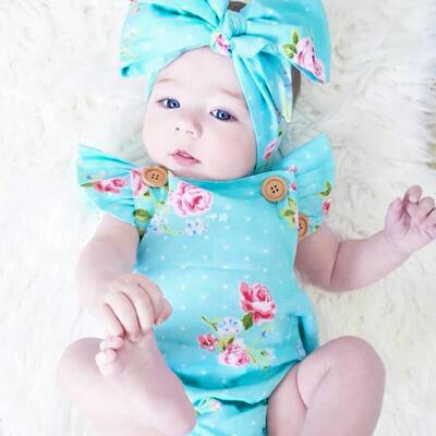 Fashion Newborn Infant Baby Girl Floral Print Bodysuit Jumps