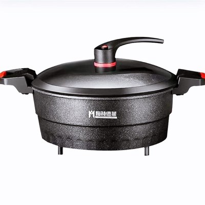 梅特德菲多功能电炒锅家用不沾锅炒锅微压锅麦饭石一体式蒸煮锅