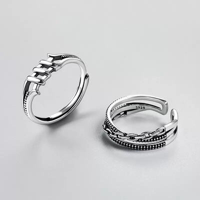Vintage Distessed Ring Mens tendy Single Ring Index Finger