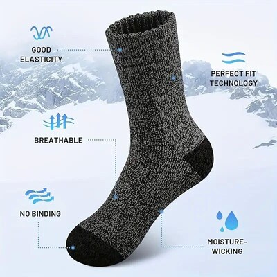 5 Pairs Merino Wool Socks For Men, Super Thick Hiking Socks