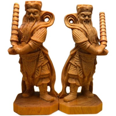 崖柏黄杨木雕赵康元帅十太保实木护法神家居车载内饰装饰手工艺品