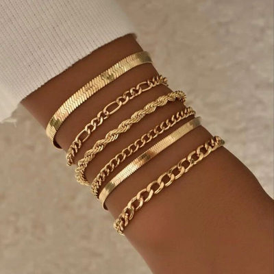 Gold Color Bracelet Stainless Steel Twist Cuban Chain Bracel