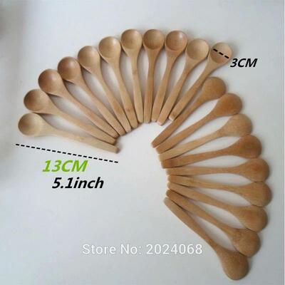 10Pcs/Set 5.1inch Wooden Spoon Ecofriendly Tableware Scoop C