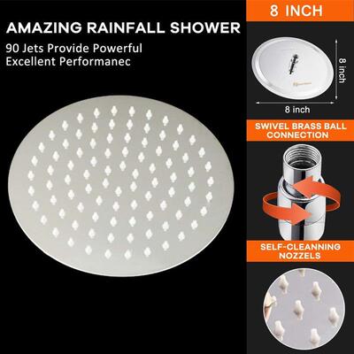 Rain Shower Head Rainfall Bathroom Showerhead  High Pressure