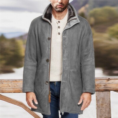 MidLong Loose Wool Coat for Men in Autumn Winter Europe Amer