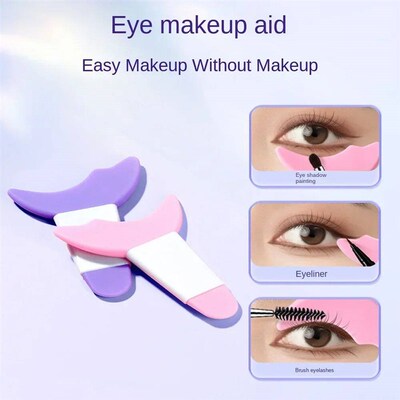 2pcs Reusable Eye Stencils Makeup Aid Tool, 3 In 1 Eyelash,
