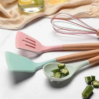 11pcs Silicone Kitchen Cooking Utensils Set of With Holder
