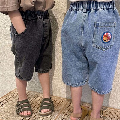 Childrens Denim Shorts Outer Wear Girls Casual Boys Five-p