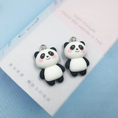 10Pcs Cartoon Anmial Panda Head Cute Charms Pendants Resin F