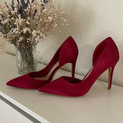 Women Fetish 9.5cm High Heels Royal Blue Wine Red Pumps Sati