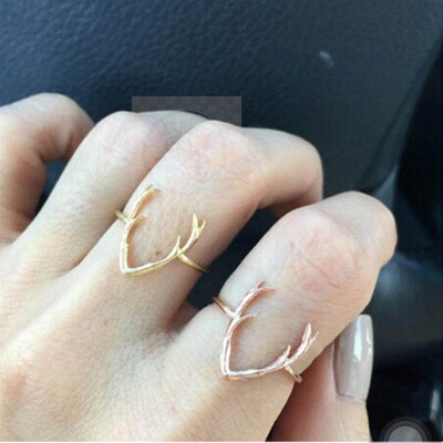 。 Minimalist joint ring alloy smooth antler couple ring fas