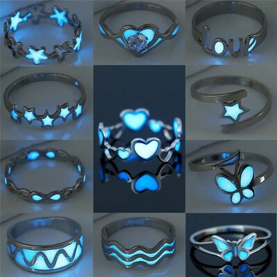 Rinhoo Stainless Steel Blue Love Heart Butterfly Star Lumino