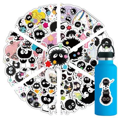 10/54PCS Cartoon Soot Sprites Cute Black Elf Stickers Waterp