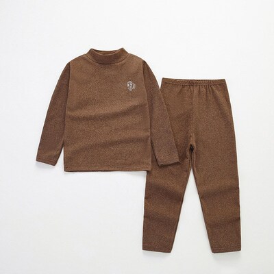 Soft Velvet Semihigh Collar Kids Underwear Set Doublesided V