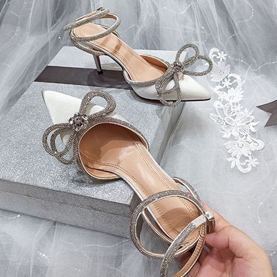 2023 New Fashion Glitter Rhinestones Women Pumps Crystal Bow