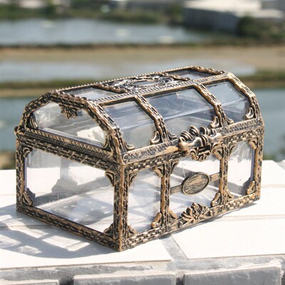 Plastic Transparent Pirate asure Box Crystal Gem Jewelry Box