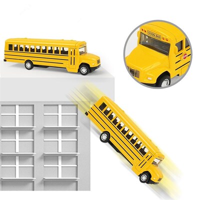 1/64 Diecast Alloy School Bus Kids Toy Car Inertia Vehicle M