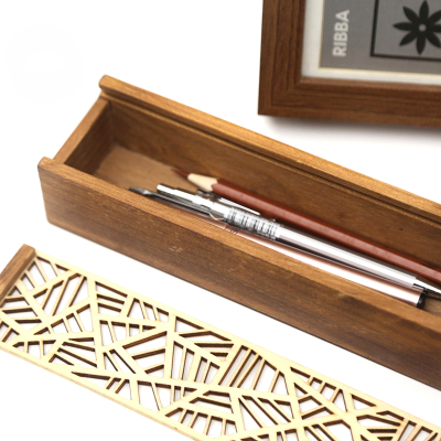 4 Styles Hollow Wooden Storage Box for Makeup Organizer Penc