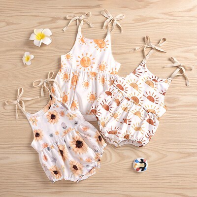 0-24M Newborn Infant Baby Girl Sun Sunflowe Print Sleeveless