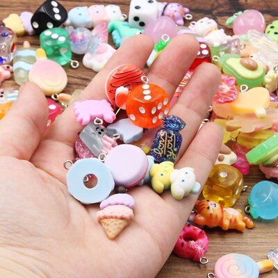 10Pcs 37 Styles Mix Fruit Animals Popsicle Candy Resin Earri