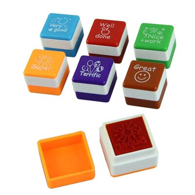 6pcs Cute Kid Encourage Stamp English Teacher Comment Stampe