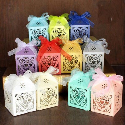 10Pcs/set Love Heart Laser Cut Hollow Carriage Favors Gifts