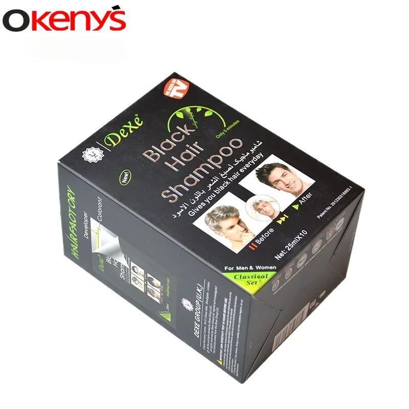 10pcs/lot Dexe Black Hair Dye Shampoo Only 5 Minutes Grey Ha