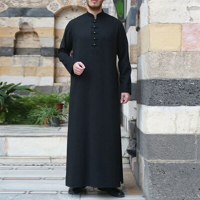 Simple Buttoned Largesized 2025 Solidcolor Middle Eastern Ar